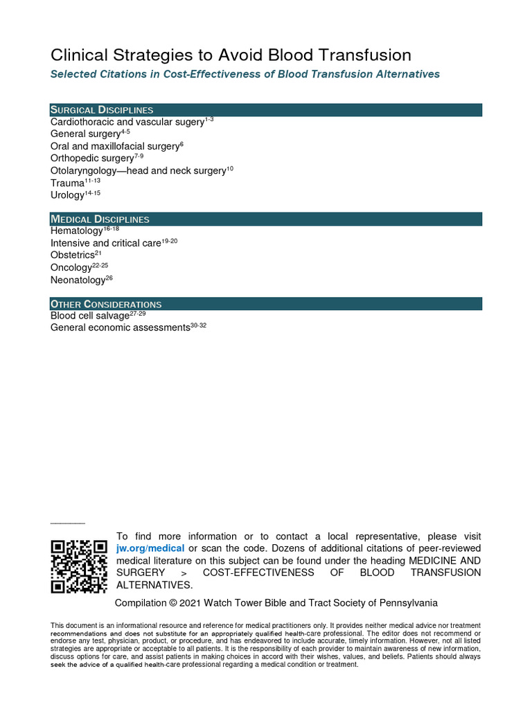 Selected Citations in Cost-Effectiveness of Blood Transfusion ...