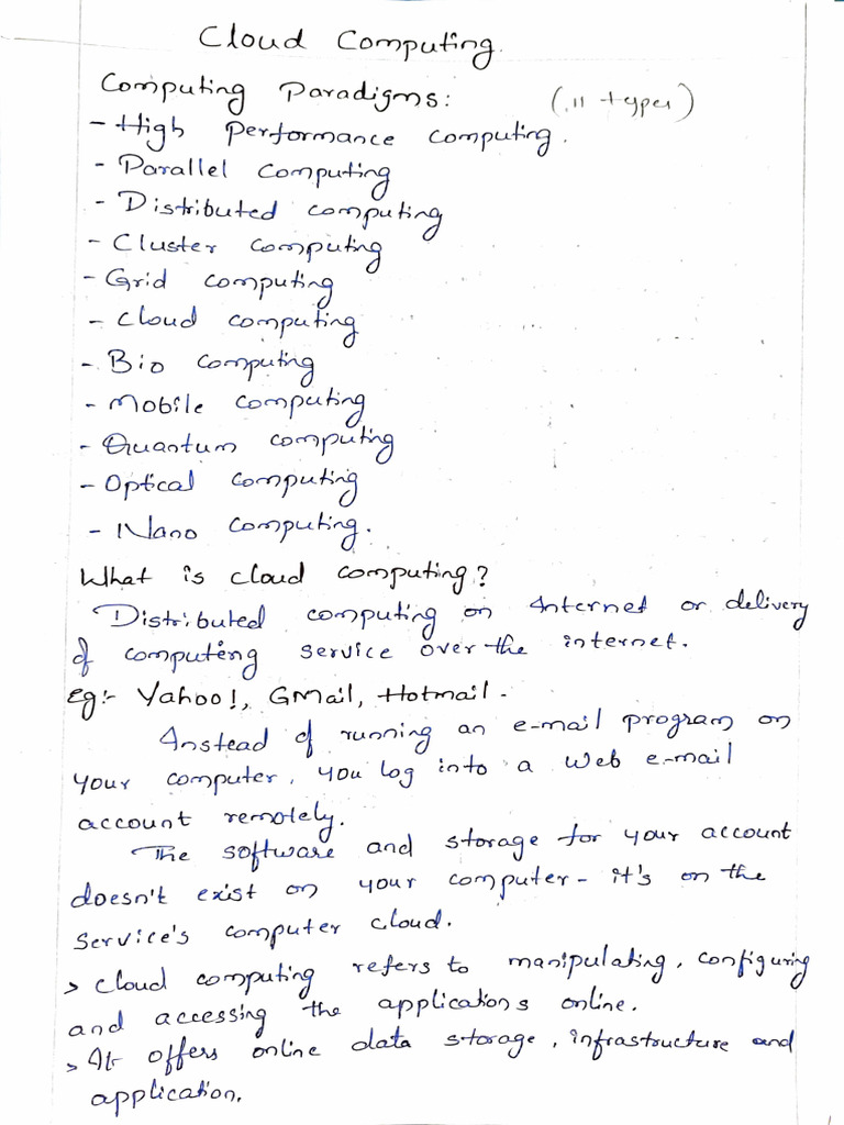 Cloud Computing Unit 1 Notes Pdf Computer Engineering Computer 9380