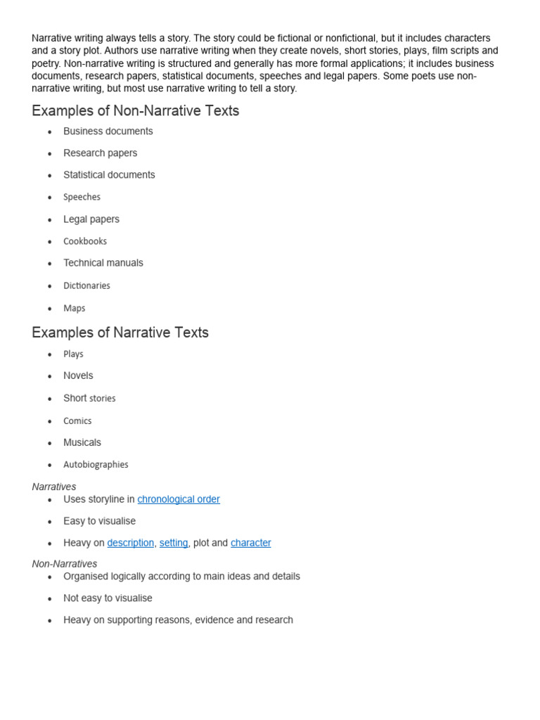 Narrative and Non-Narrative | PDF | Narration | Narrative