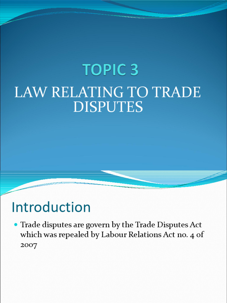 Law Relating To Trade Disputes | PDF | Employment | Fine (Penalty)