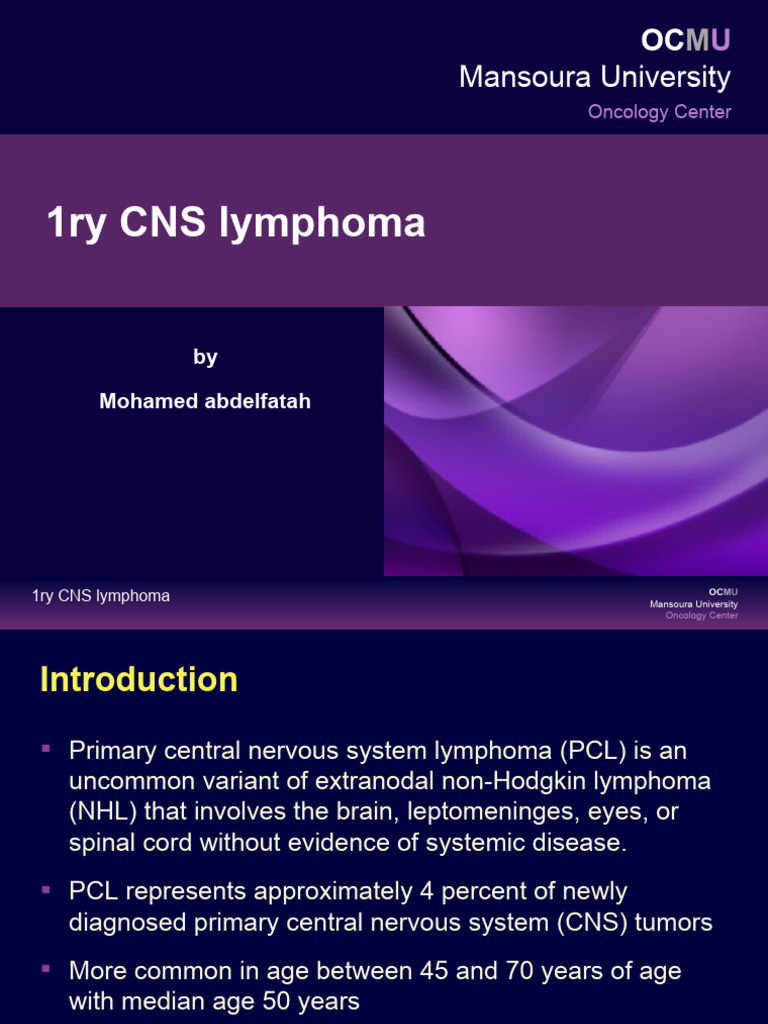 1ry CNS Lymphoma | PDF | Lymphoma | Hematopoietic Stem Cell Transplantation