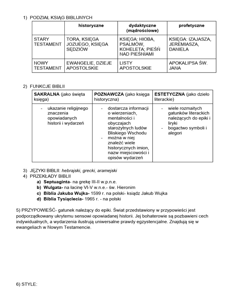 Biblia - Notatka Na SPR Liceum | PDF