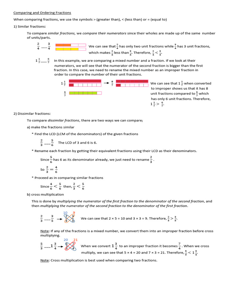 Comparing and Ordering Fractions | PDF
