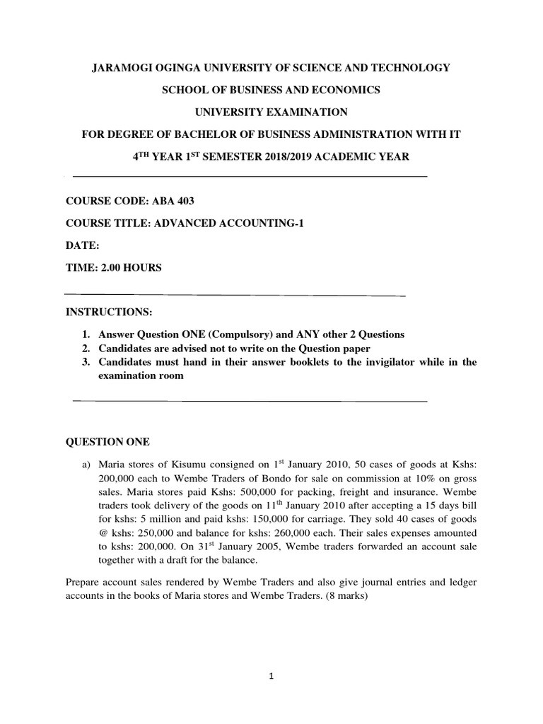 Aba 403 Advanced Accounting 1 | PDF