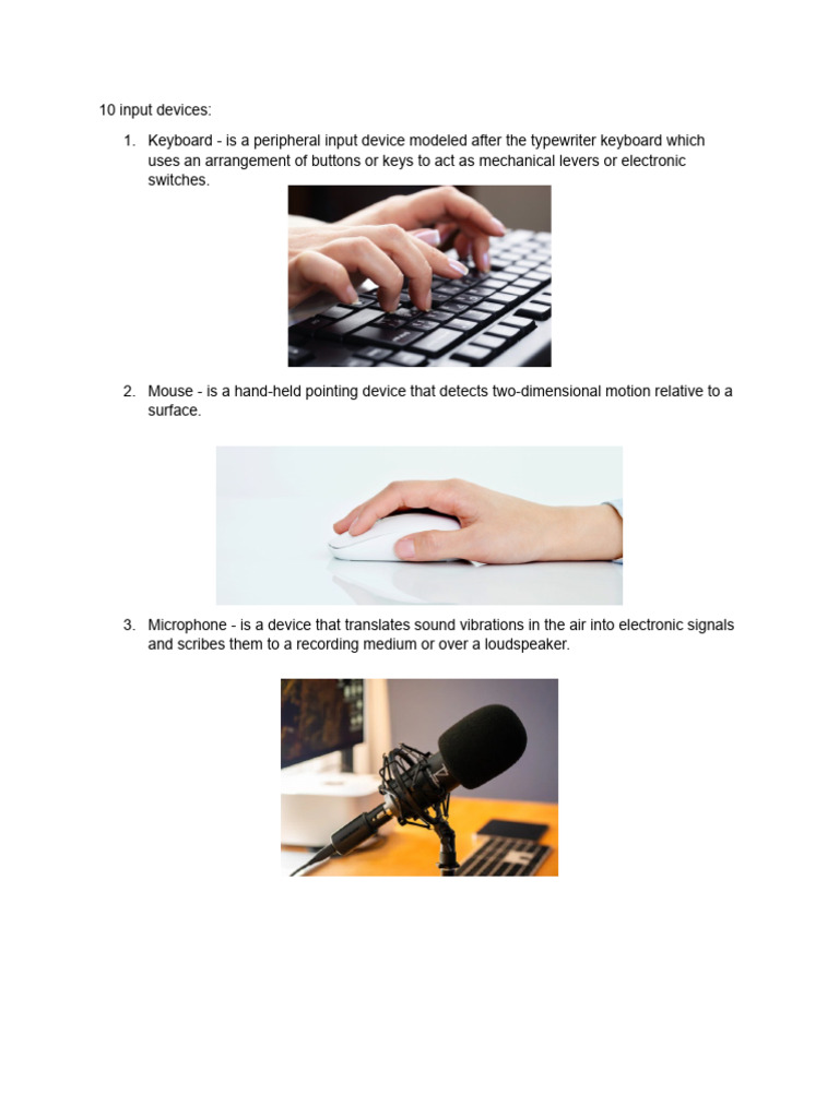 Overview of 10 Input Devices | PDF | Computers