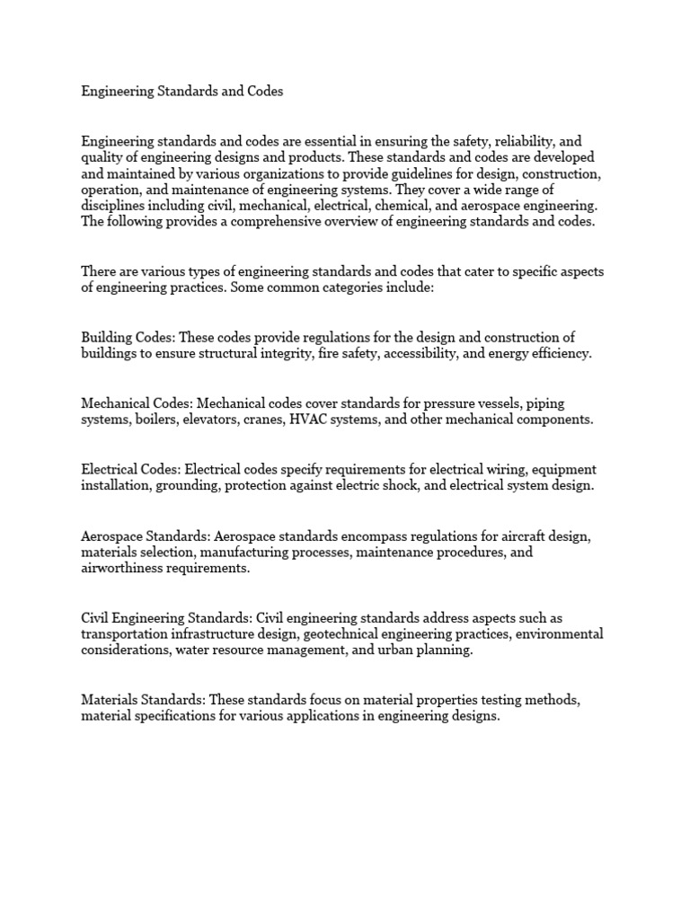 Overview of Engineering Standards and Codes | PDF | Drinking Water ...