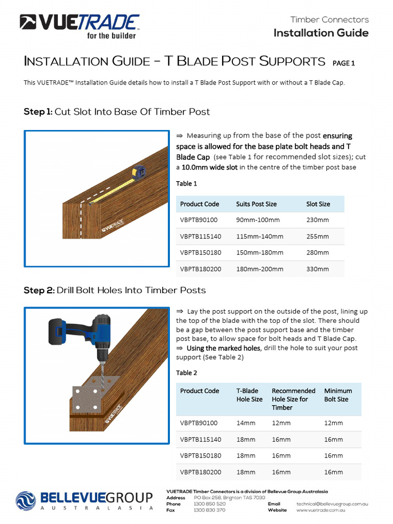 VUETRADE Installation Guide T Blade Post Supports - Vers2 | PDF | Screw ...