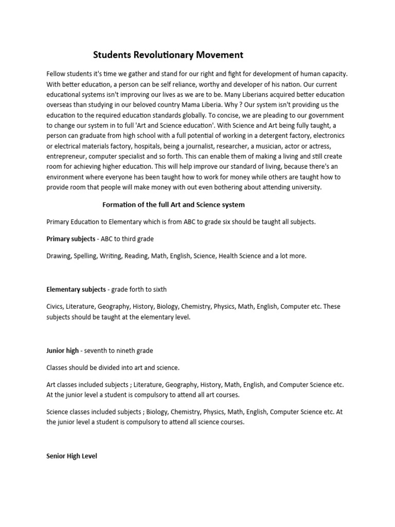 Students Revolutionary Movement | PDF | Science | Science Education
