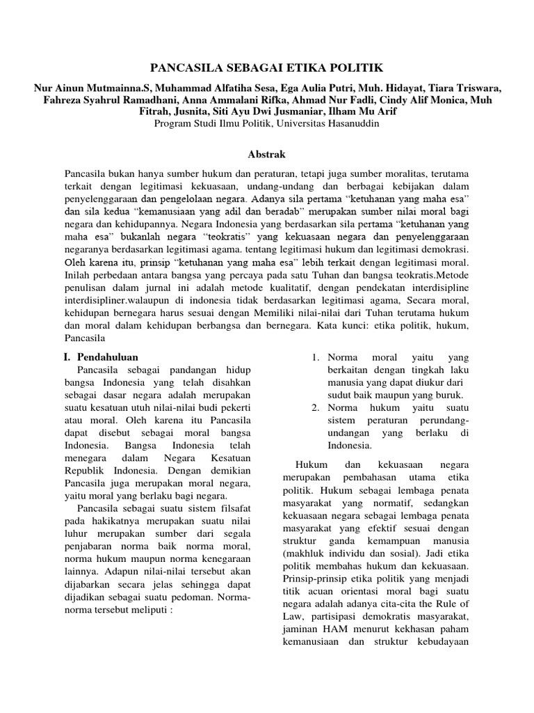 KLP 3 PANCASILA SEBAGAI ETIKA POLITIK | PDF