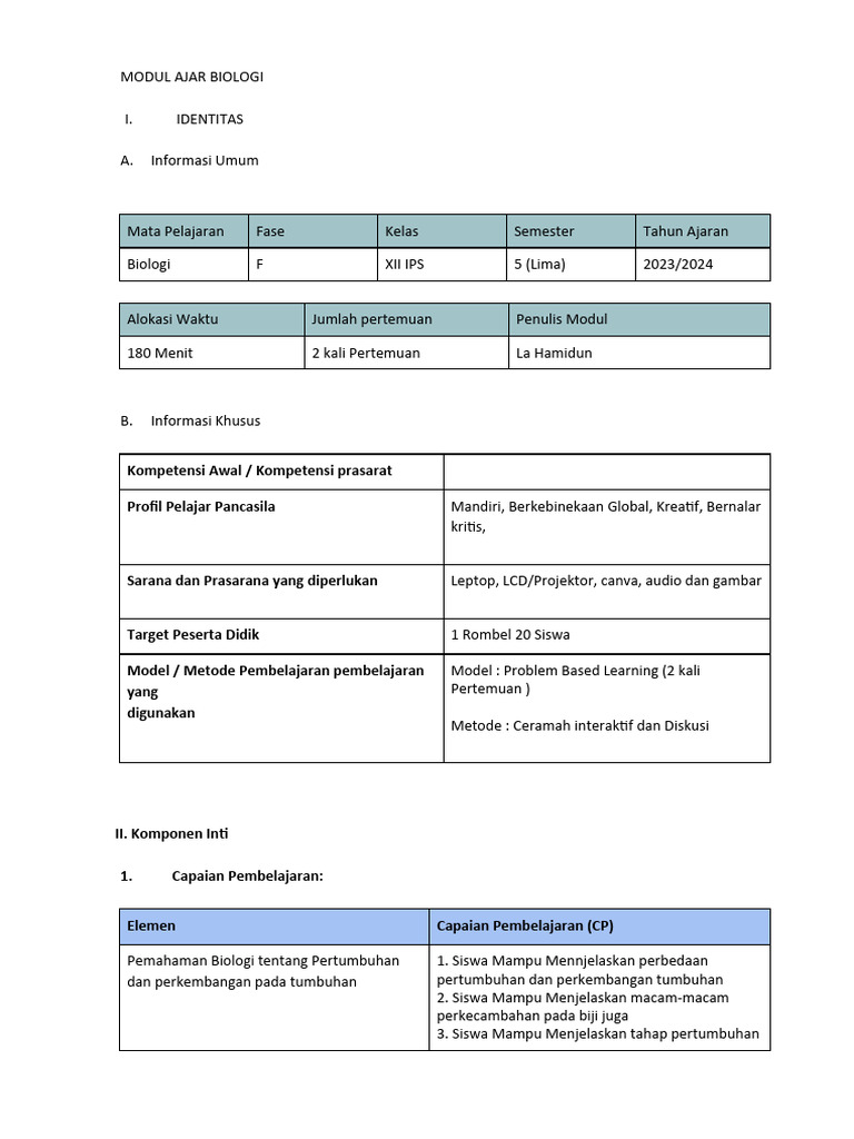 Format Modul Ajar Kumer | PDF