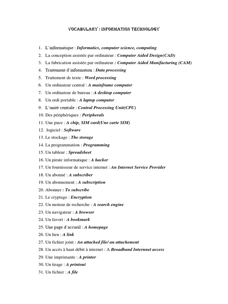 General computing Vocabulary | PDF