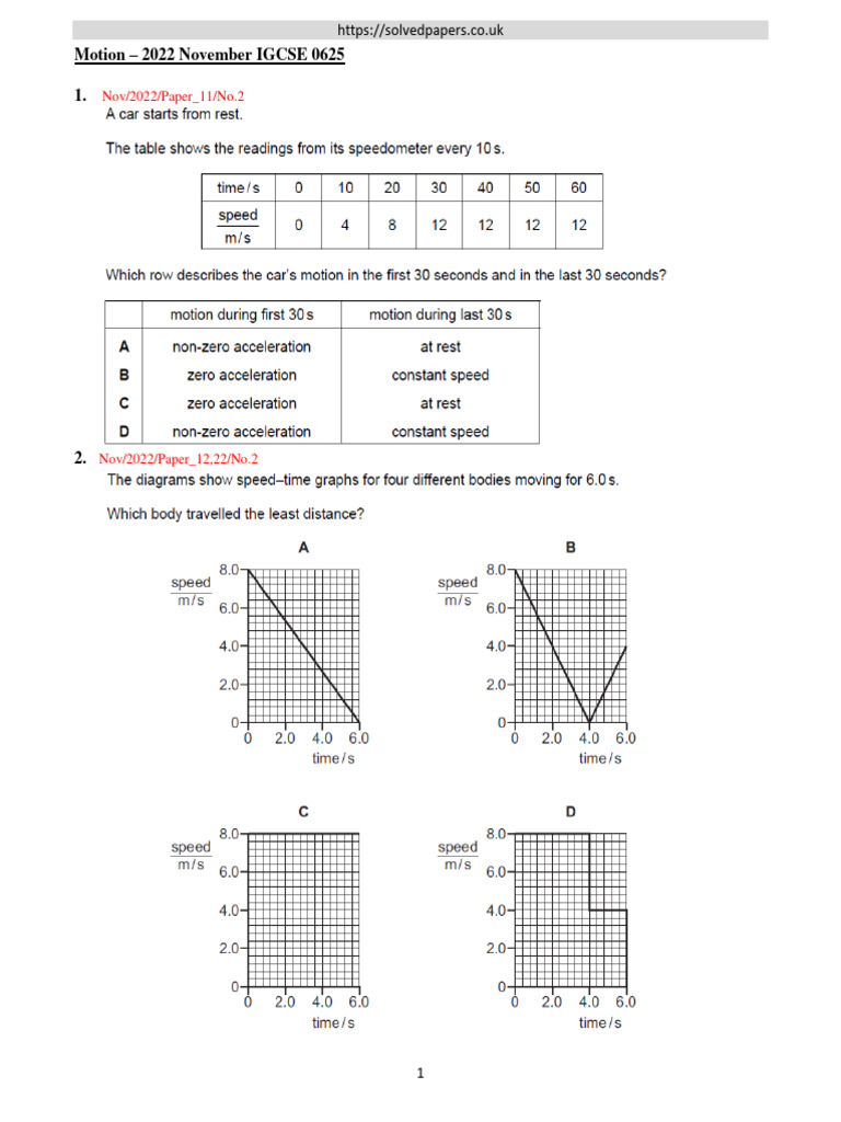 2022 N Motion Igcse Physics 0625 | PDF