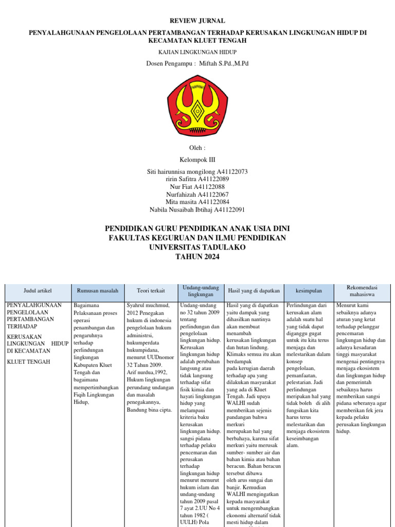 Dampak Pertambangan pada Lingkungan Kluet Tengah | PDF