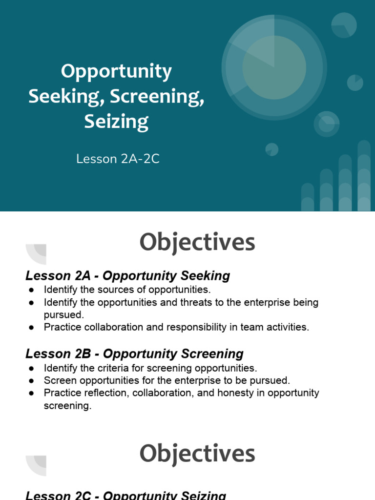 Lesson 2A-C_ Opportunity Seeking, Screening and Seizing | PDF | Human ...
