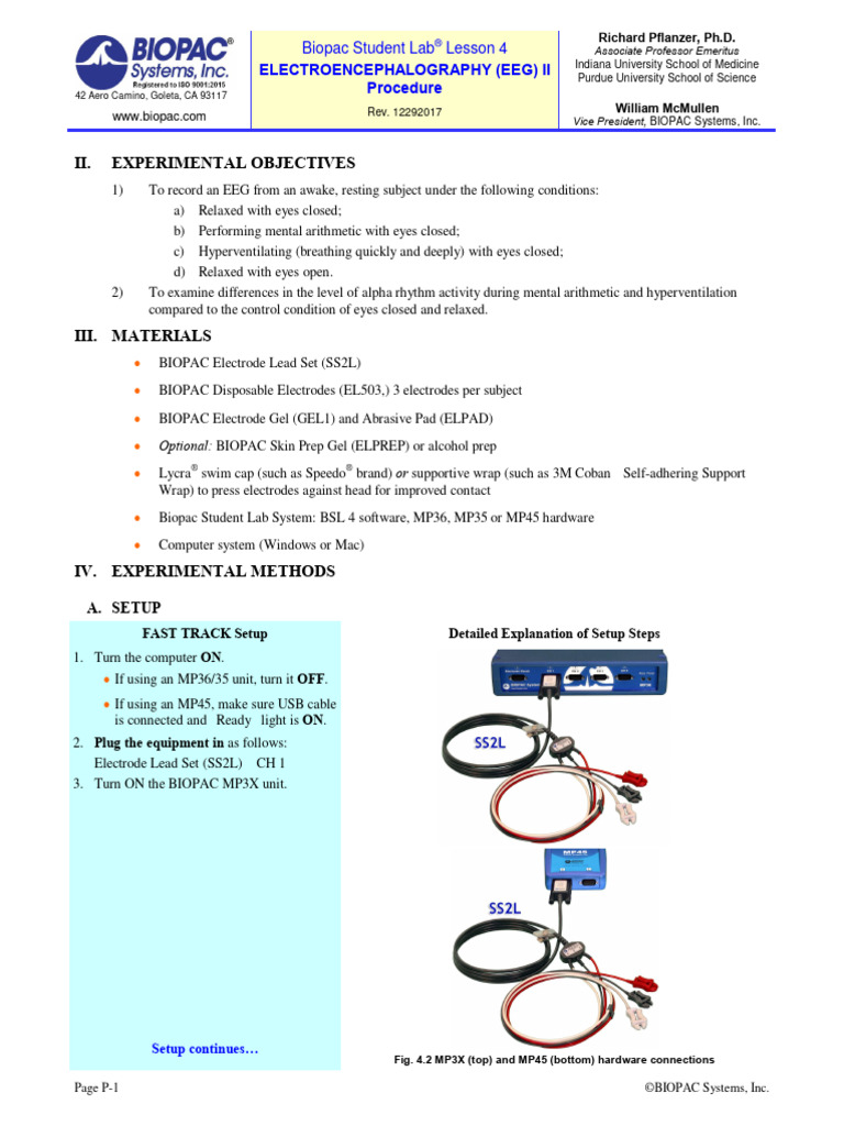 EEG II Procedure | PDF | Electroencephalography | Experiment