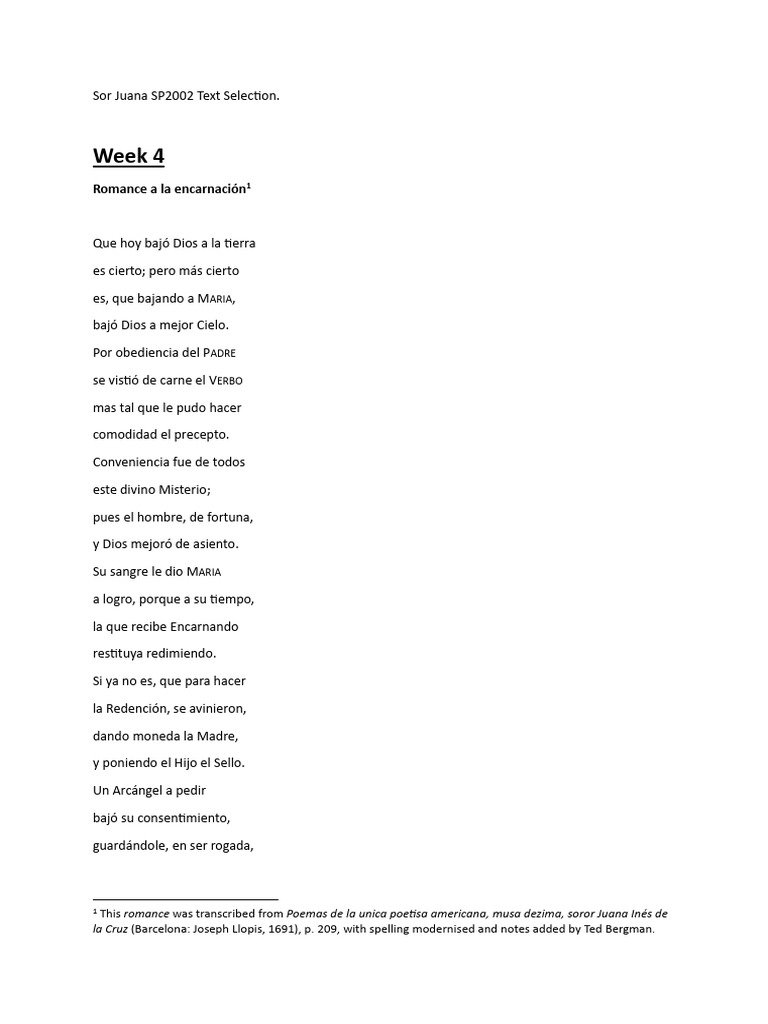 Sor Juana SP2002 Poetry Selections | PDF