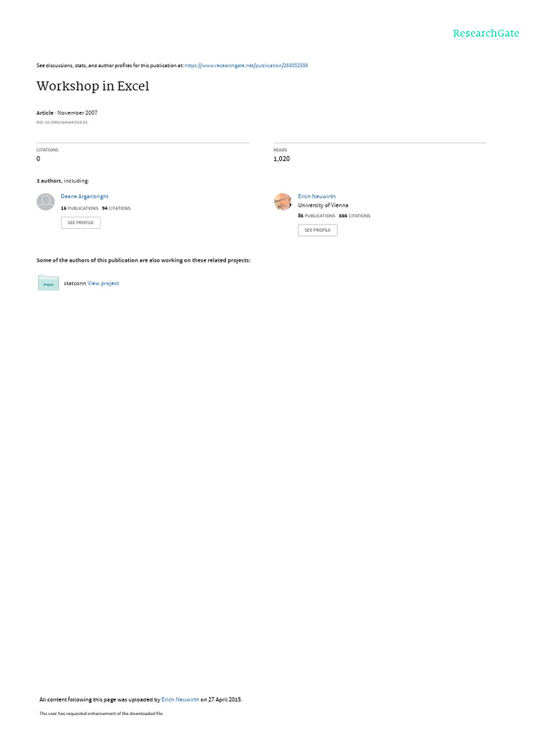 Workshop in Excel | PDF | Microsoft Excel | Spreadsheet