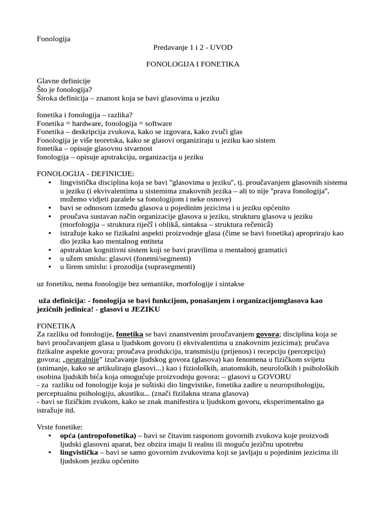 Fonologija Skripta Za Učenje | PDF