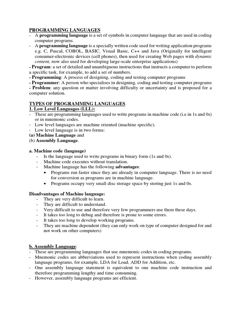 Programming Languages | PDF | Assembly Language | Computer Program