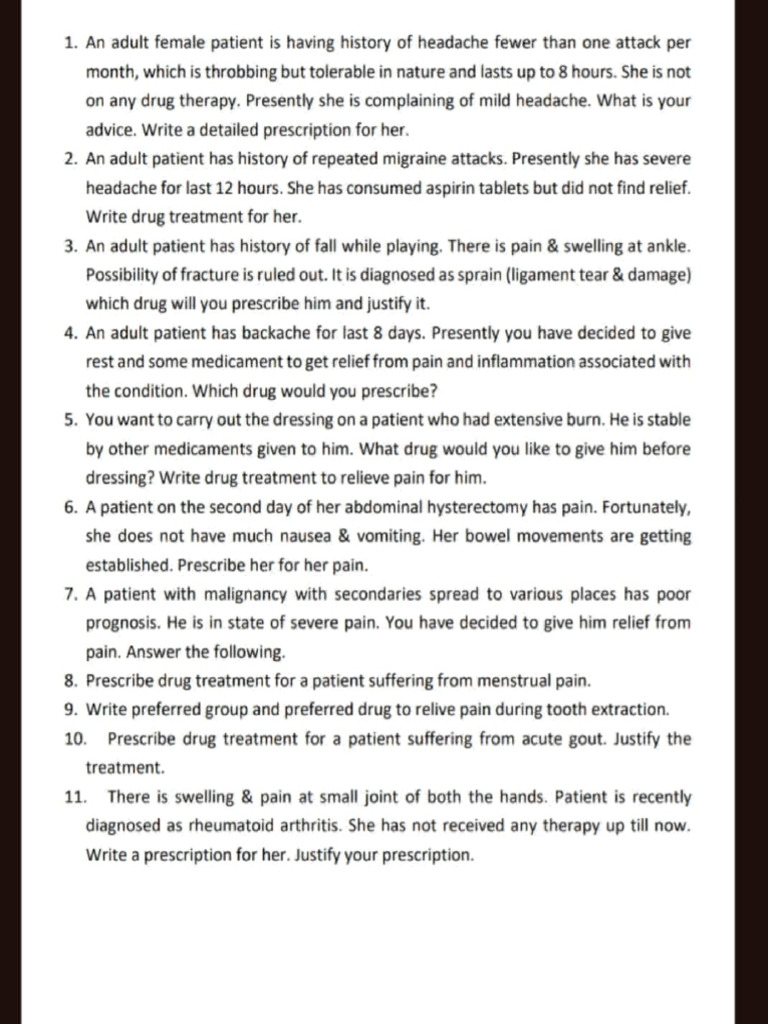 Pharmac 1st Internal Priscription Writing | PDF | Analgesic | Migraine