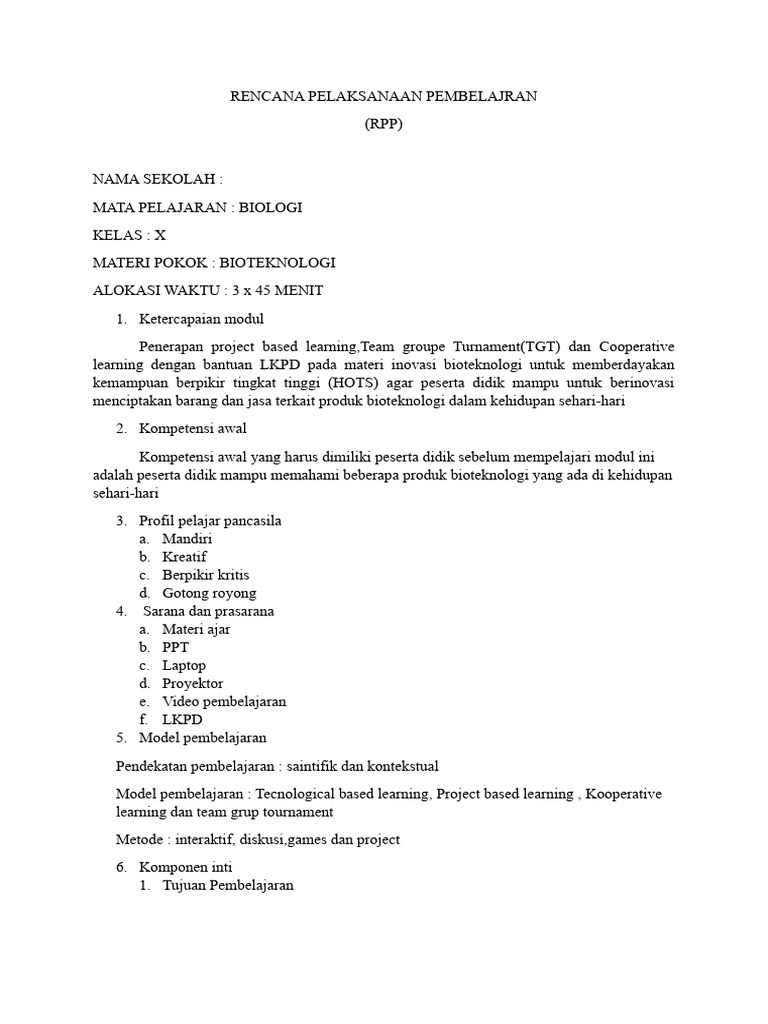 Rencana Pelaksanaan Pembelajaran - Microteaching | PDF