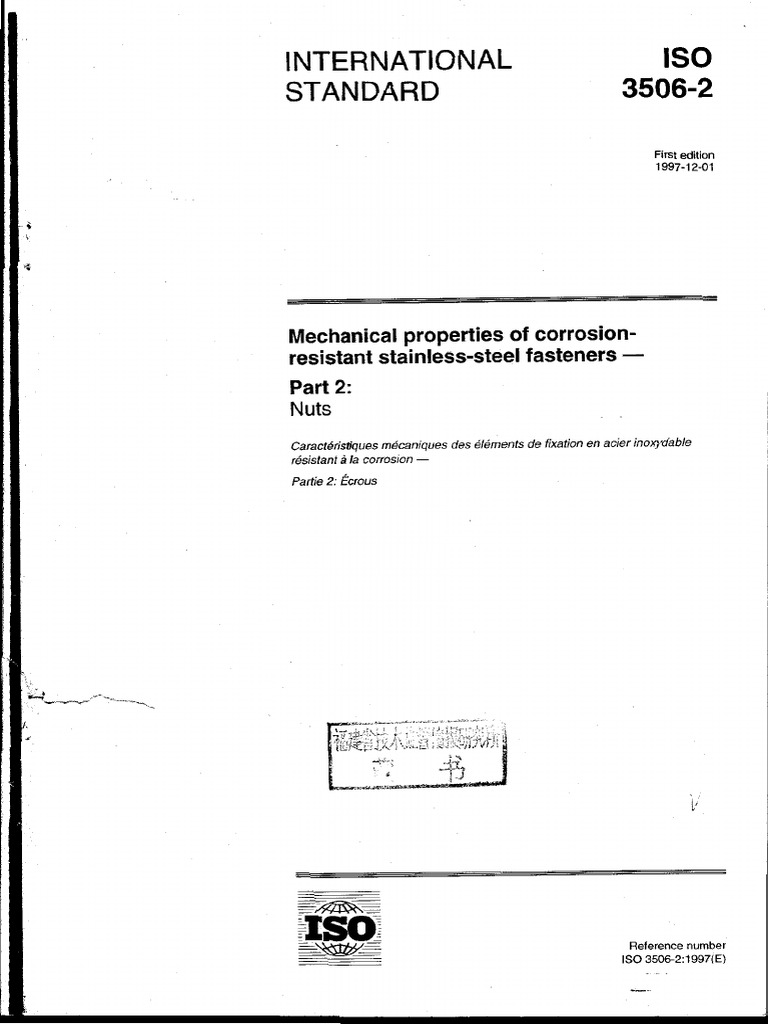 ISO 3506-2:1997 Stainless Steel Nuts | PDF | Technology & Engineering