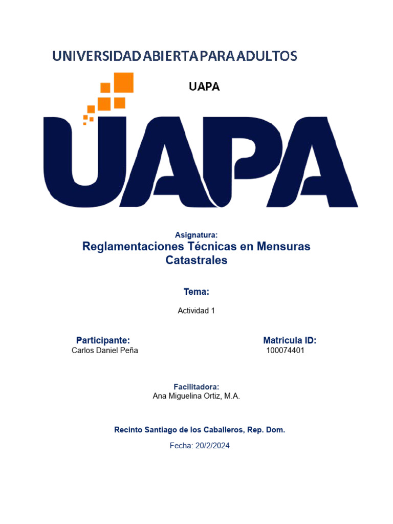 Reglamentaciones Técnicas en Mensuras Catastrales Tarea I | PDF