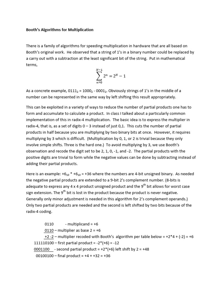 Booth Radix 4 | PDF | Multiplication | Computing