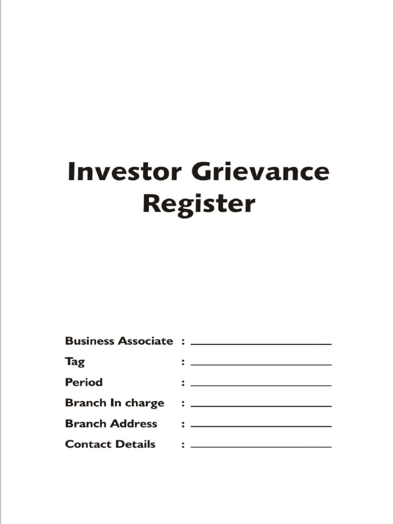 Investor Grievance Register Page1 | PDF