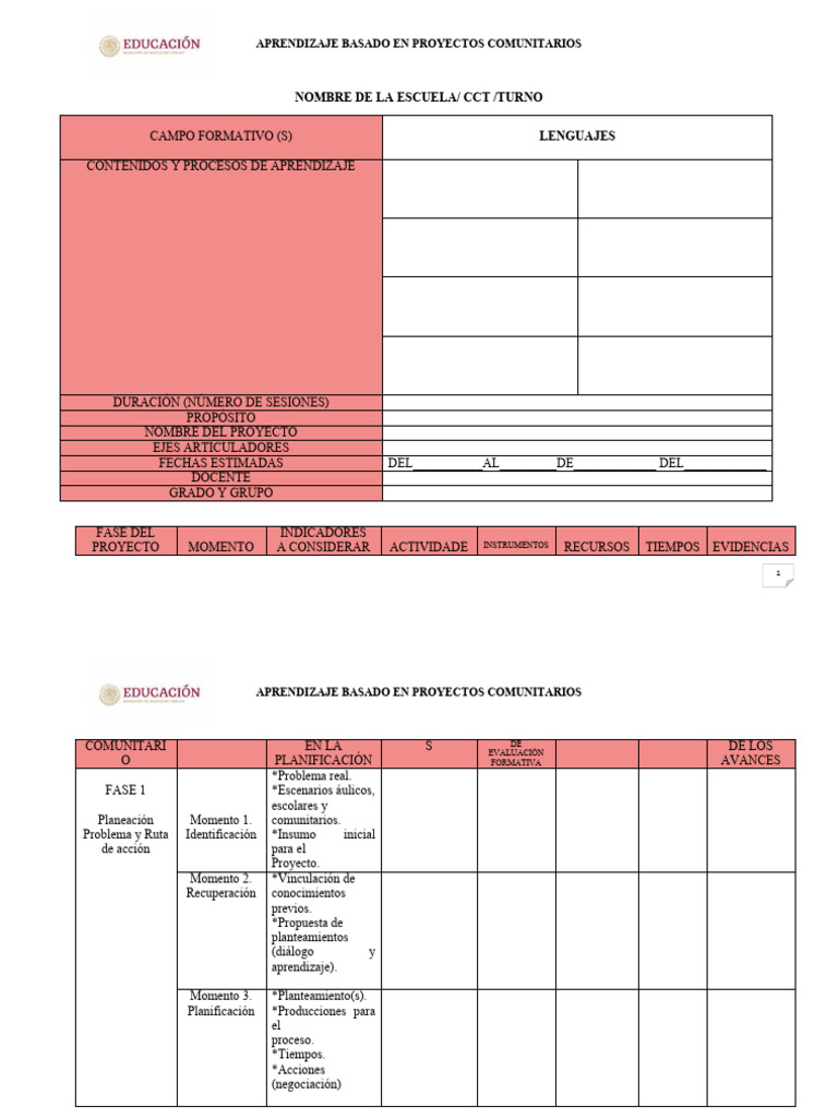 Formato Abpc | PDF | Aprendizaje en base a proyectos | Evaluación