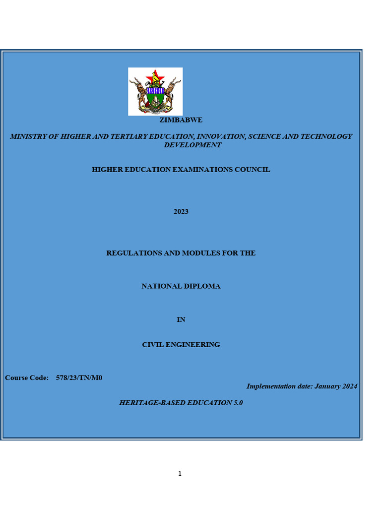National Diploma Civil Engineering Regulations and Modules | PDF