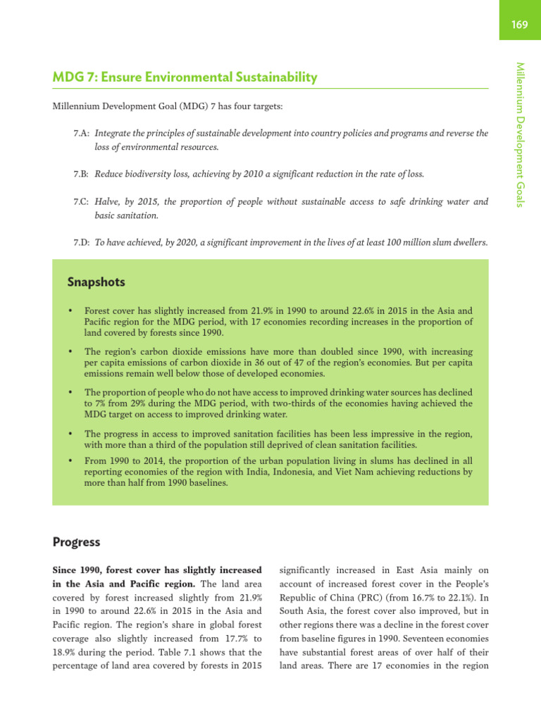 Ki2015 mdg7 | PDF | Millennium Development Goals | Drinking Water