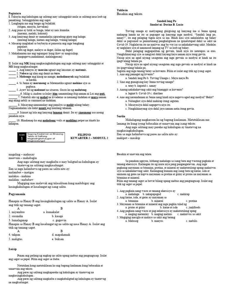 week 2 filipino3 module 2 modified | PDF