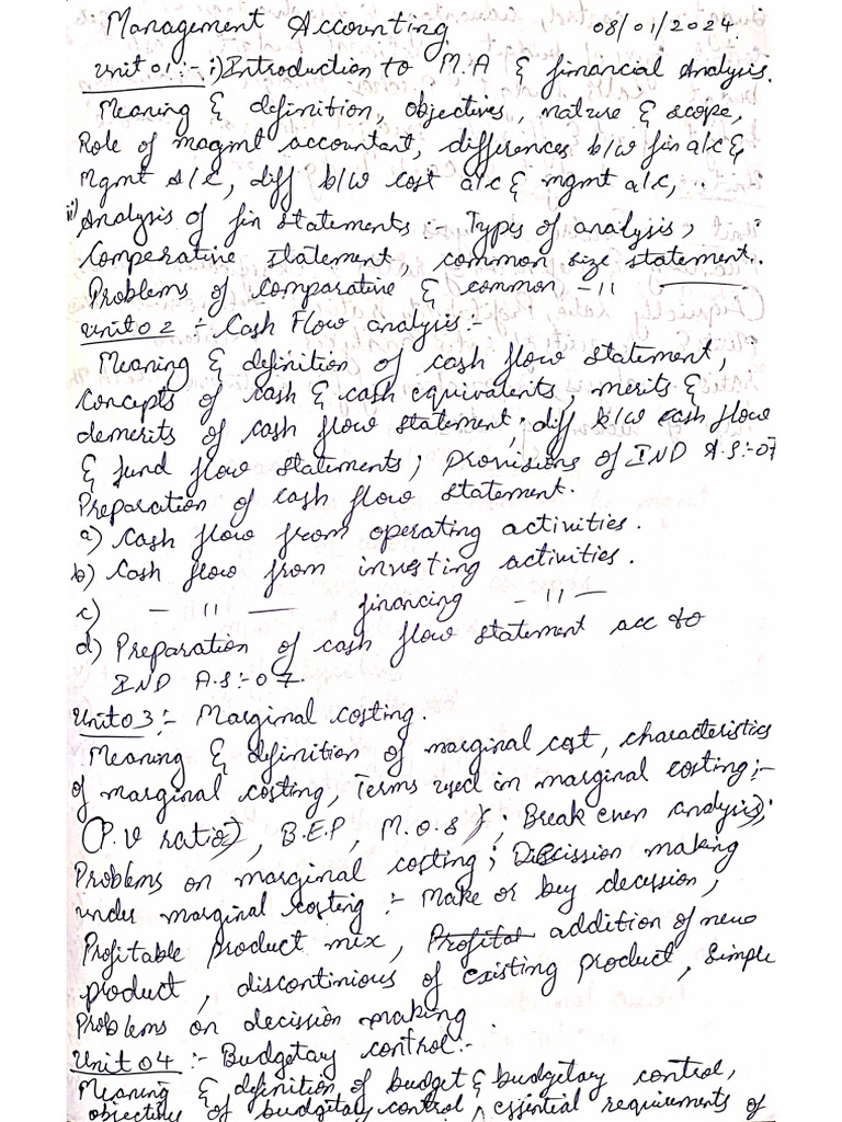 Management Accounting Notes | PDF