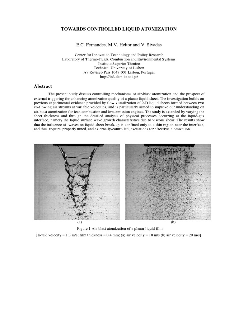 Abstract Towards Controlled Liquid Atomization | PDF | Liquids | Fuel ...