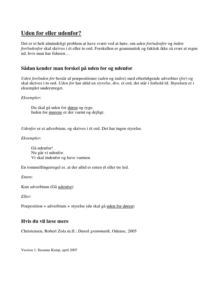 Uden For Eller Udenfor | PDF