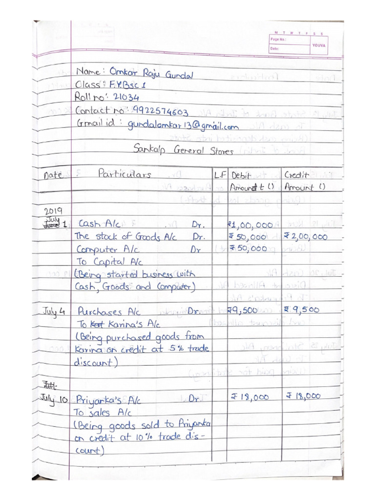 Omkar Gundal Journal Entry Assignment | PDF