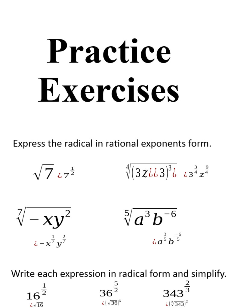 Practice Exercises Radicals | PDF | Mathematics | Abstract Algebra