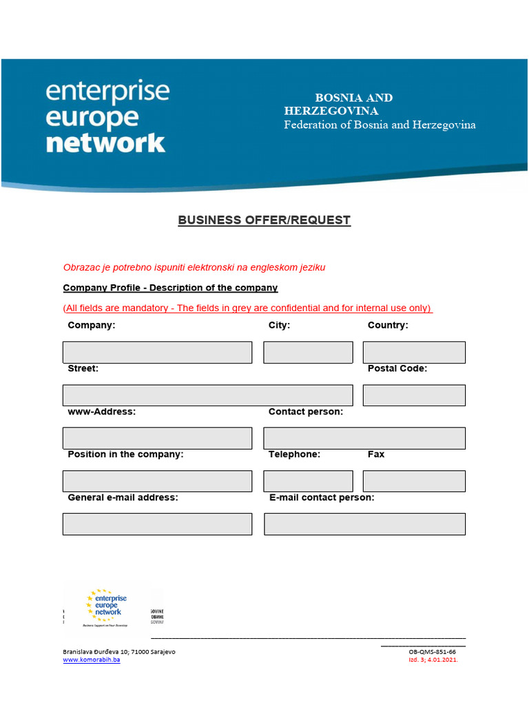 Obrazac Poslovne Saradnje 2021 | PDF | Business