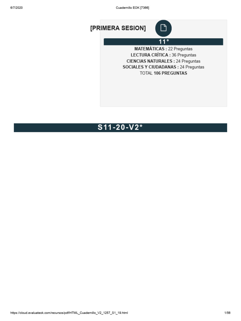 S11-20-V2-PS Simulacro prueba saber | PDF S11-20-V2-PS Simulacro prueba saber | PDF