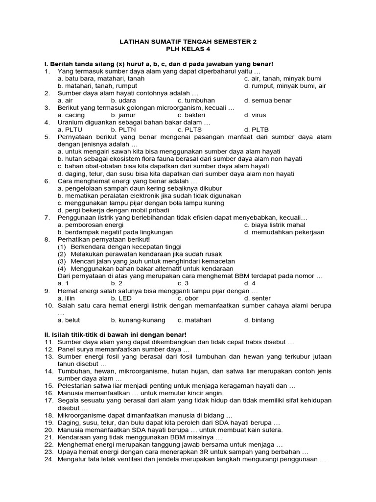 Latihan STS 2 PLH | PDF