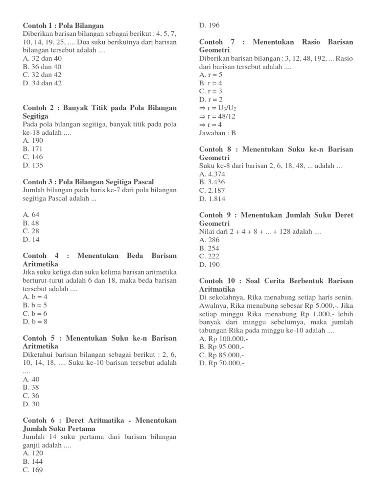 Soal Uh Pola Bilangan Kelas 8 | PDF