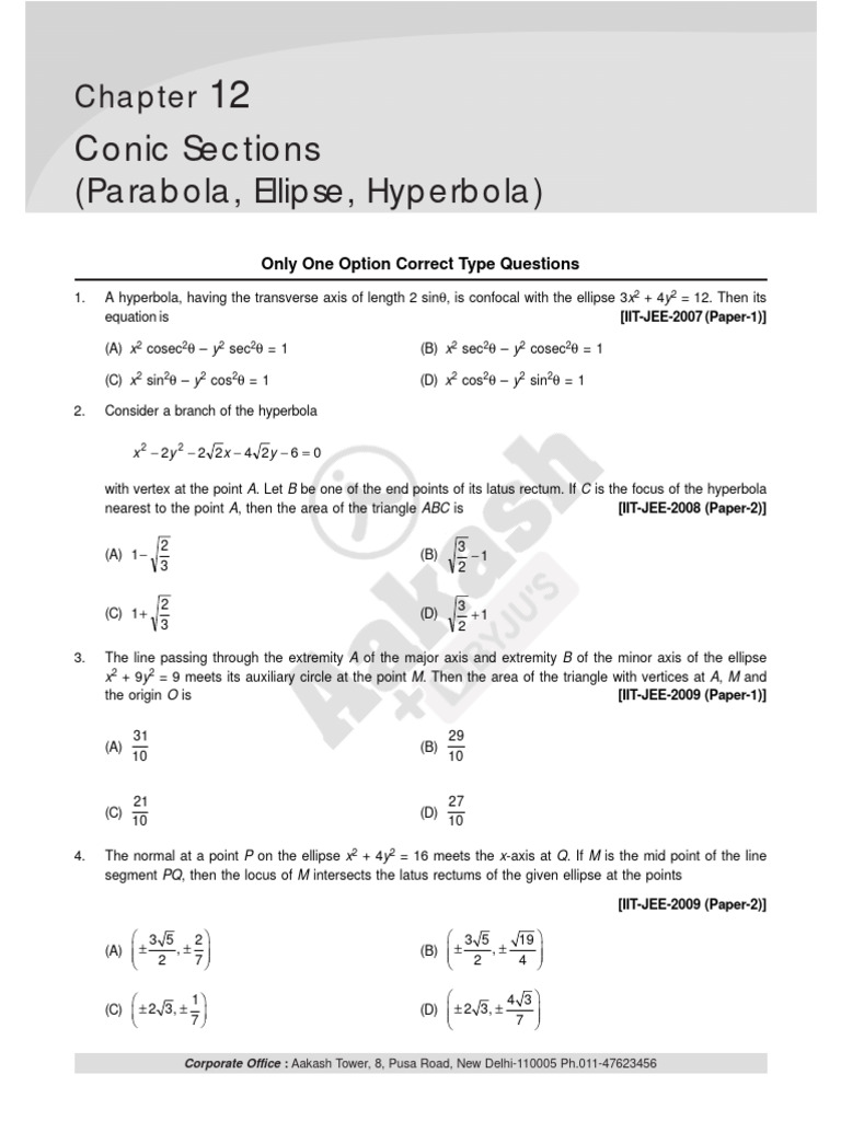 M Ch-12 Conic+Sections | PDF