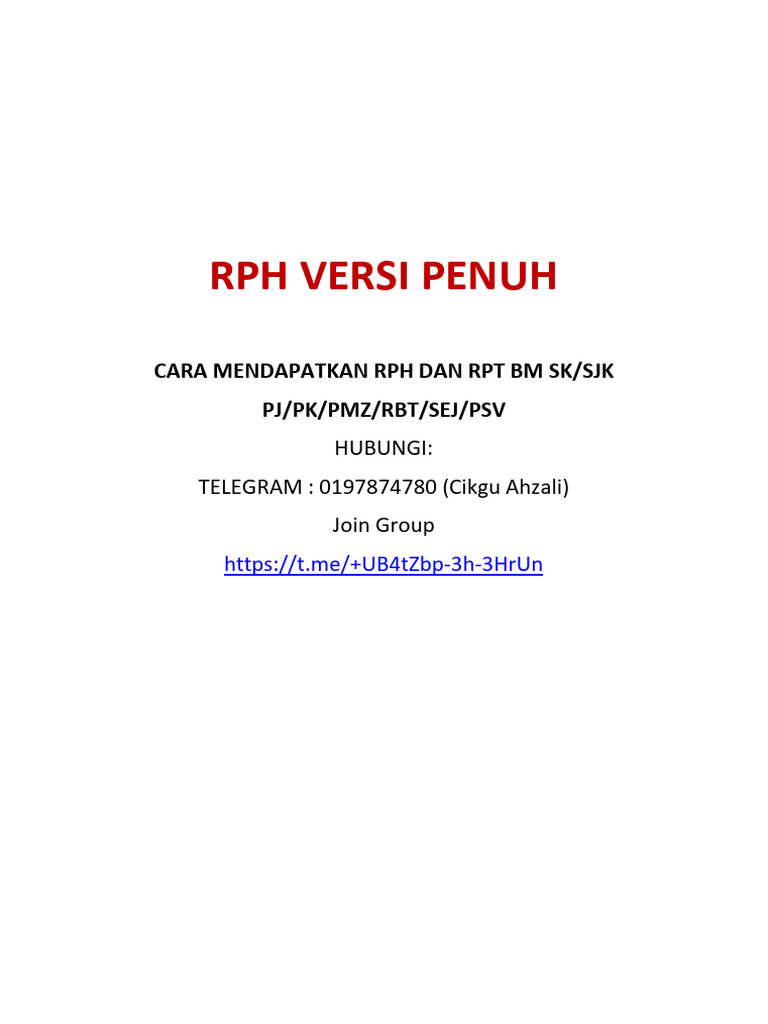 RPH VERSI PENUH 2024 2025 | PDF