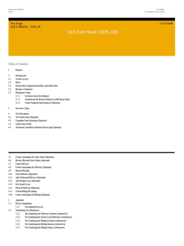 BD9 S4hana1809 BPD en de | PDF