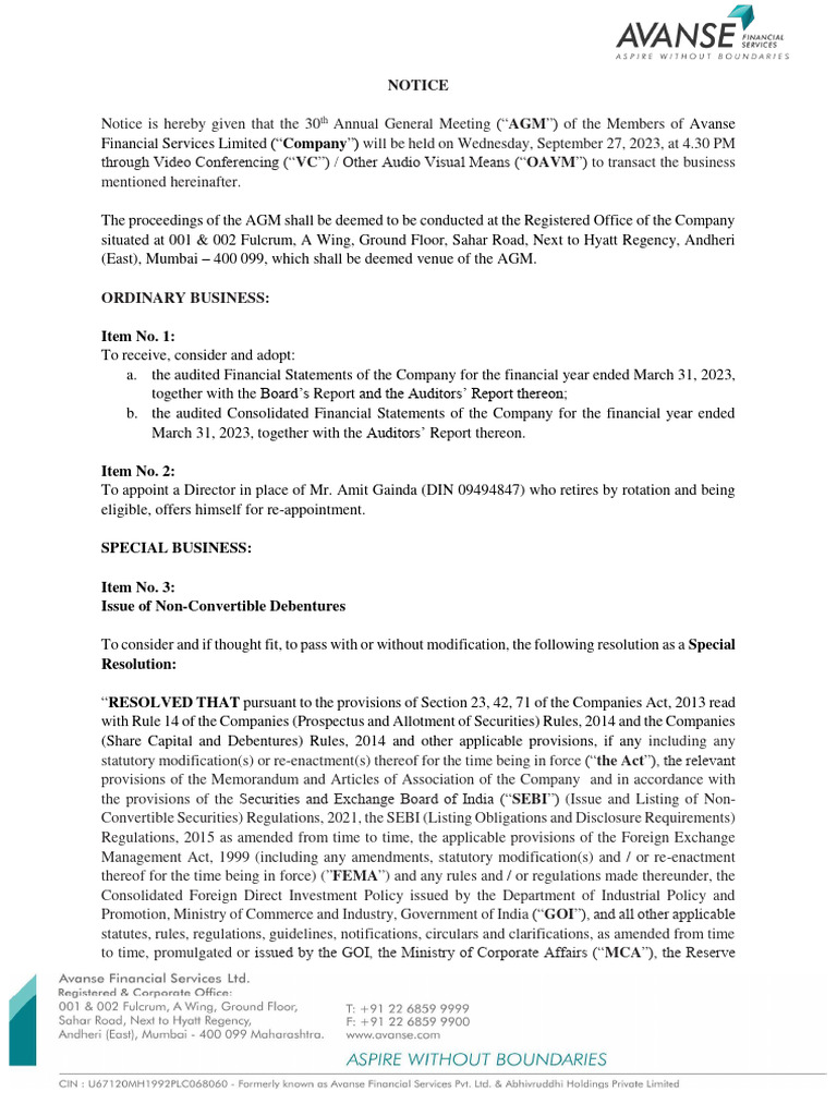 Avanse Annual FY23 | PDF | Loans | Board Of Directors