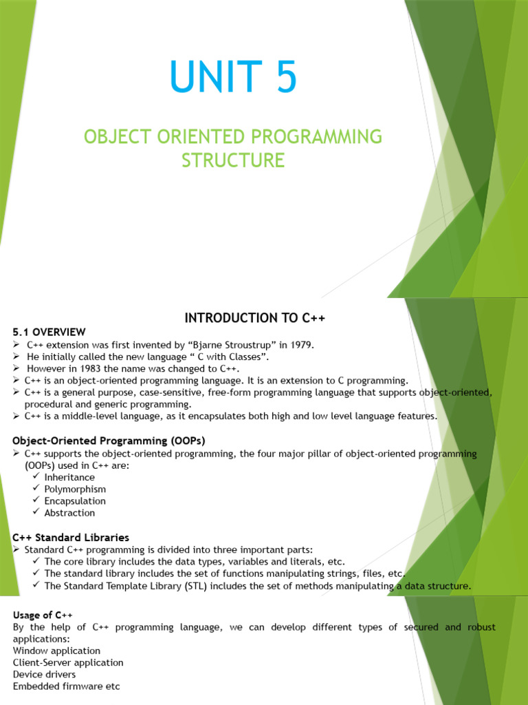 Unit 5: Object Oriented Programming Structure | PDF