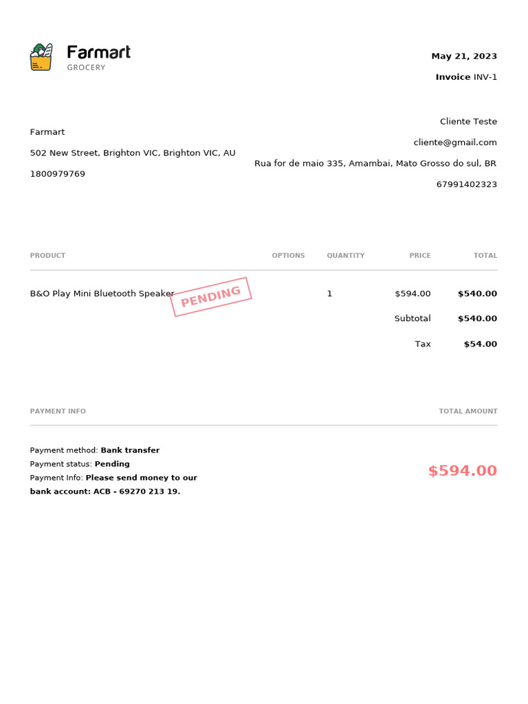 Invoice Inv 1 Pdf