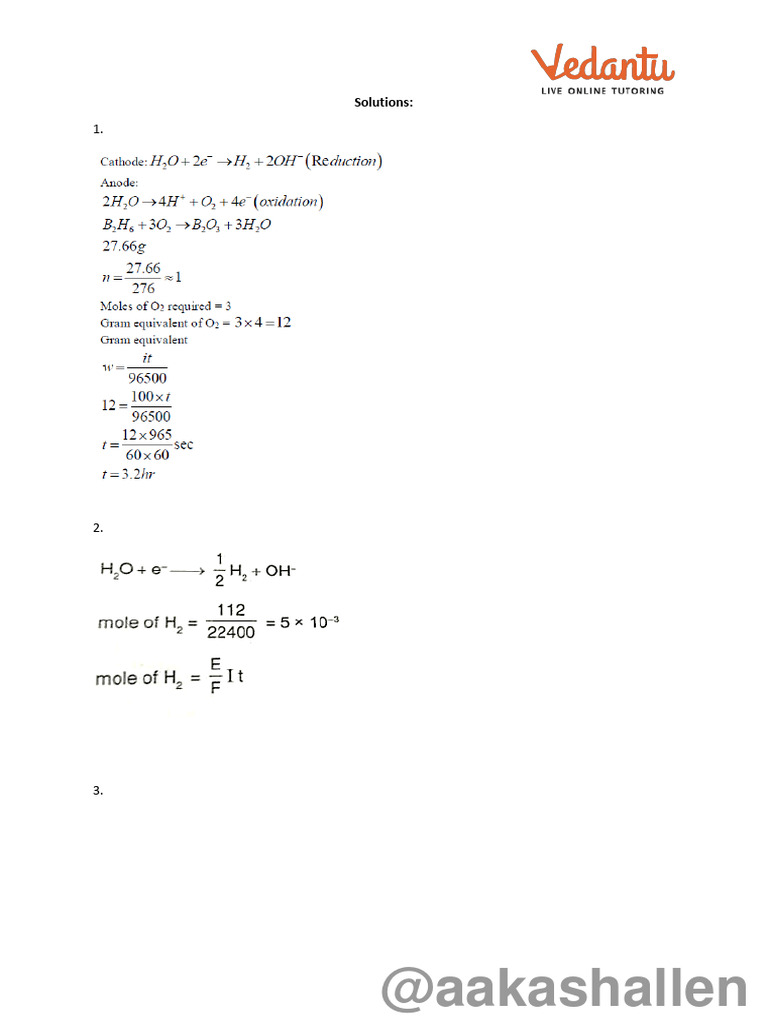 JEE - Chemistry - Electrochemistry - Solutions - Final | PDF