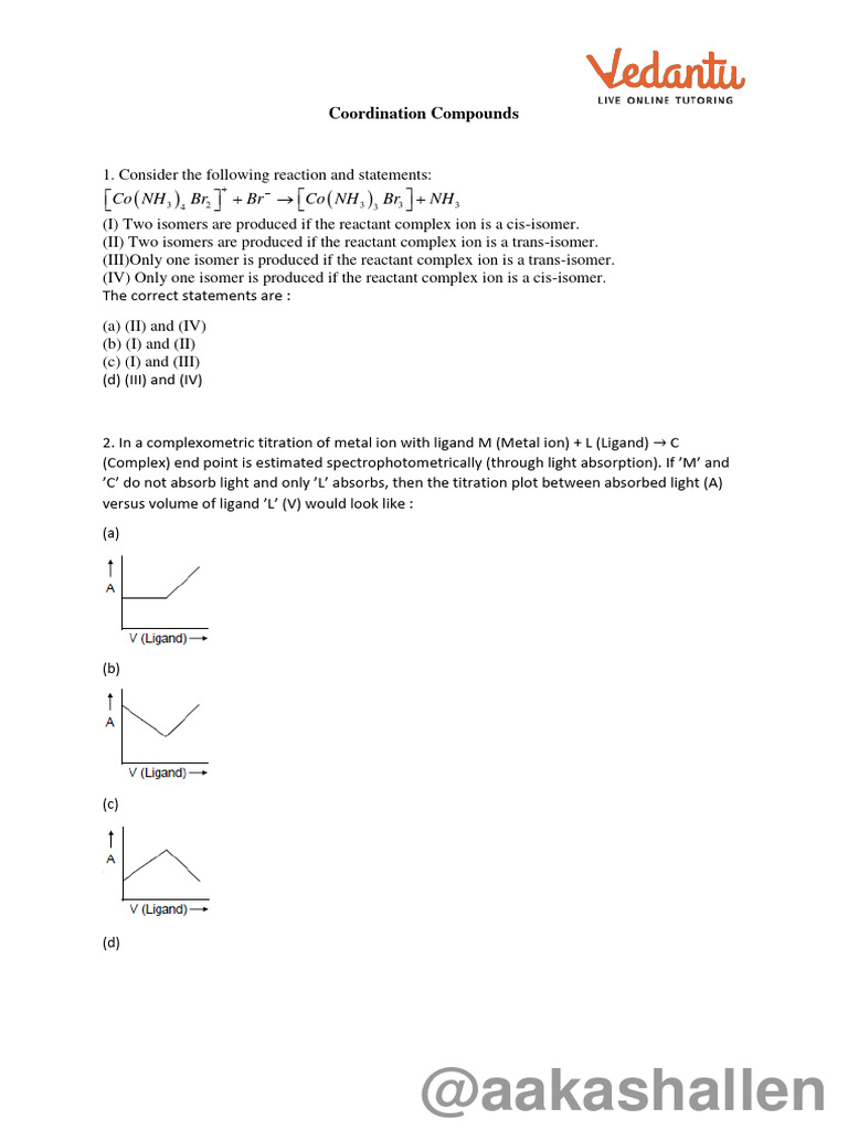 JEE - Chemistry - Coordinate Compounds | PDF
